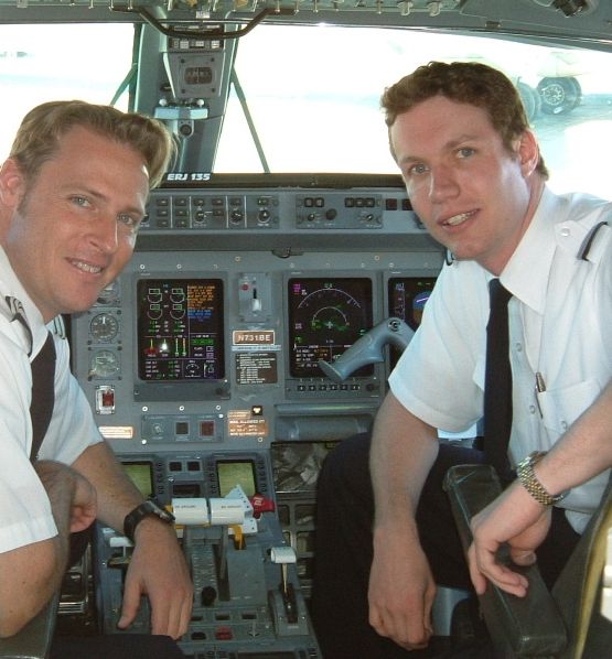 Brad Pretzer and Rhett Thompson in American Eagle's Embraer Cockpit
